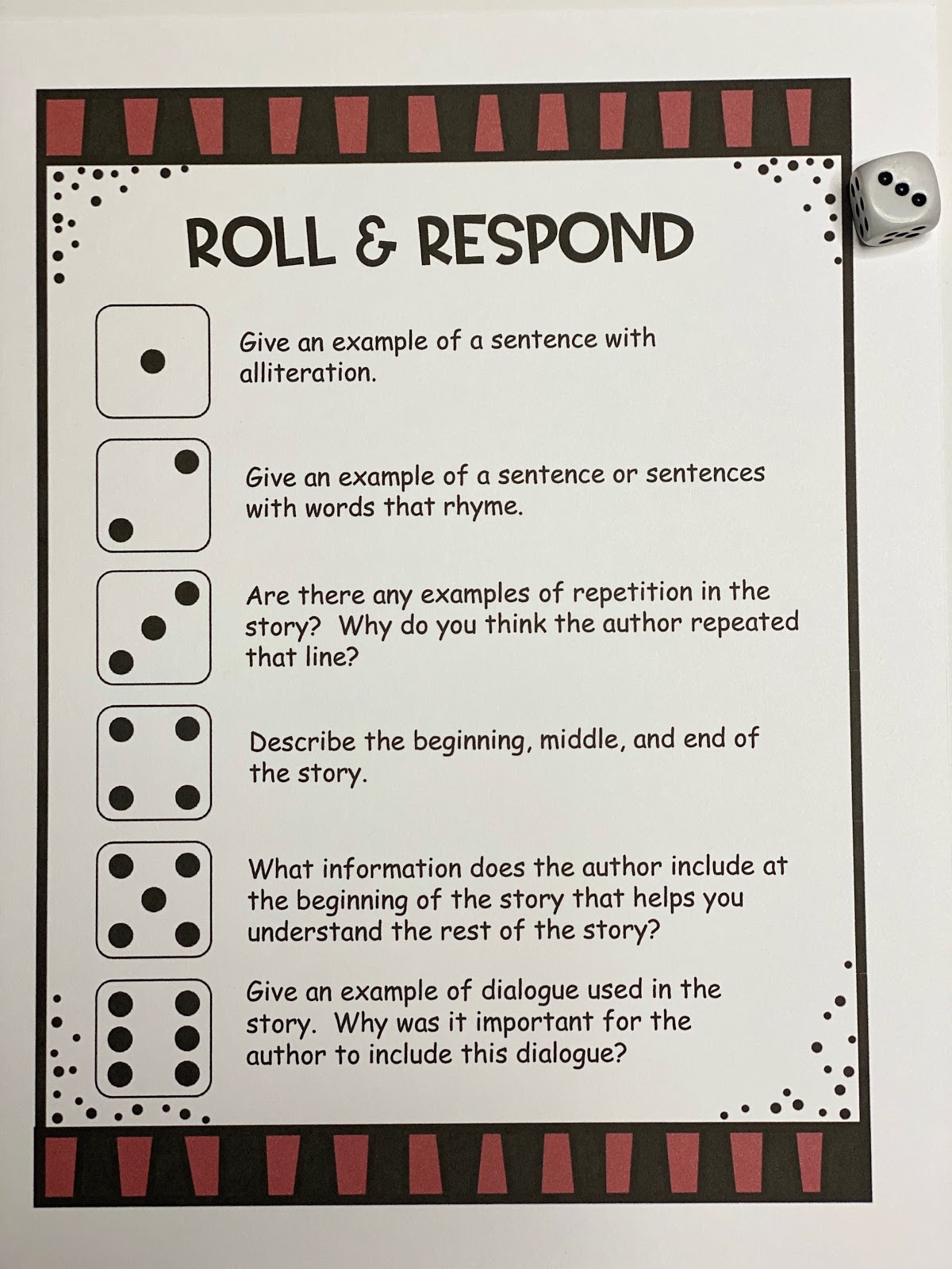 An Apple For The Teacher: Roll and Retell - Building Summarizing ...