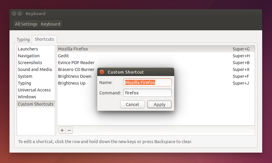 Set Custom Keyboard Shortcut Key In Ubuntu