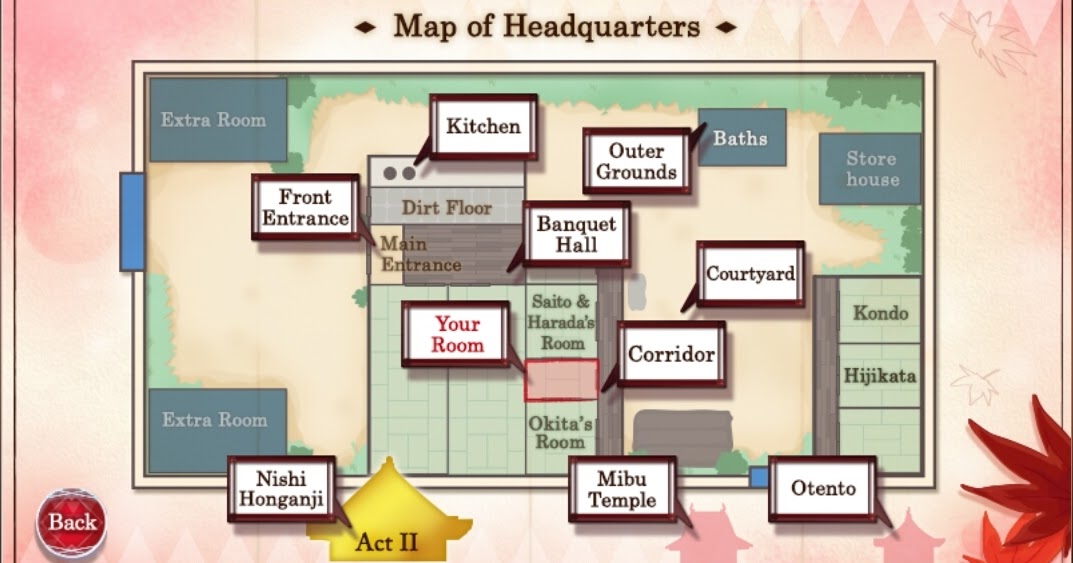 Otome Otaku Girl: Era of Samurai - Map of Headquarters