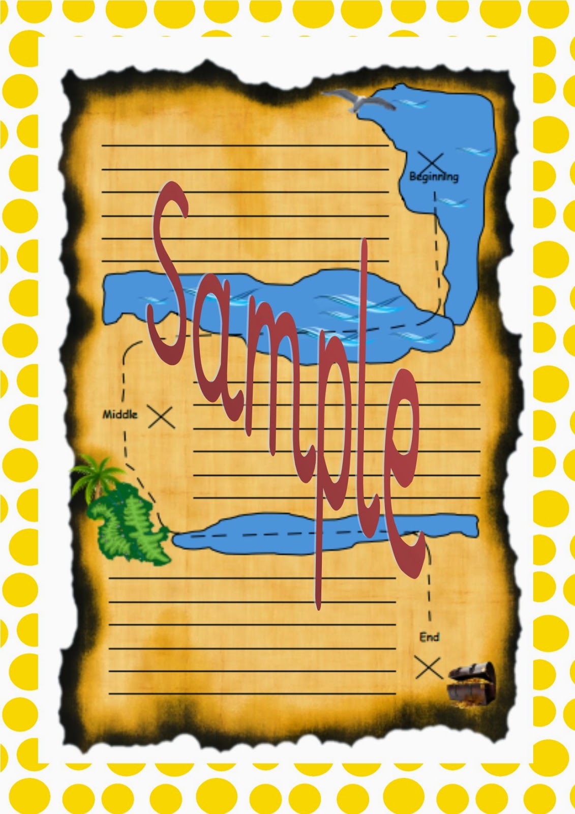 Simply Kids Learning: Pirates Treasure Map Writing Sheet-Story Map ...