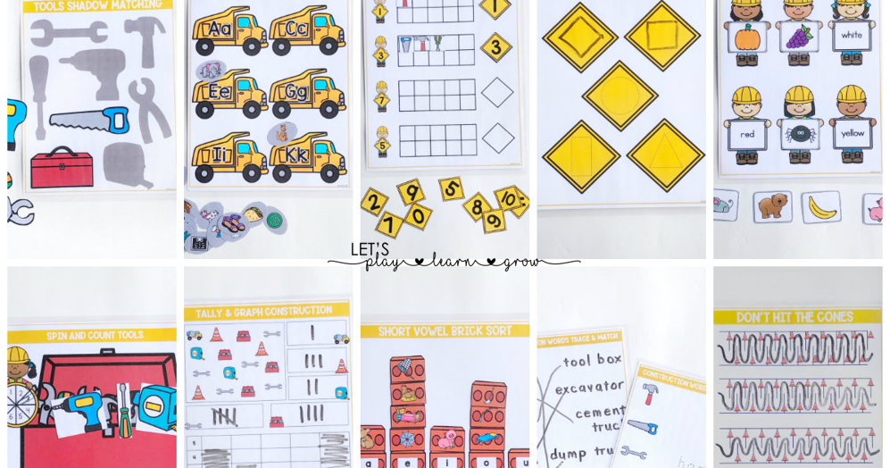 Construction Theme Activity Binder | Lets Play.Learn.Grow
