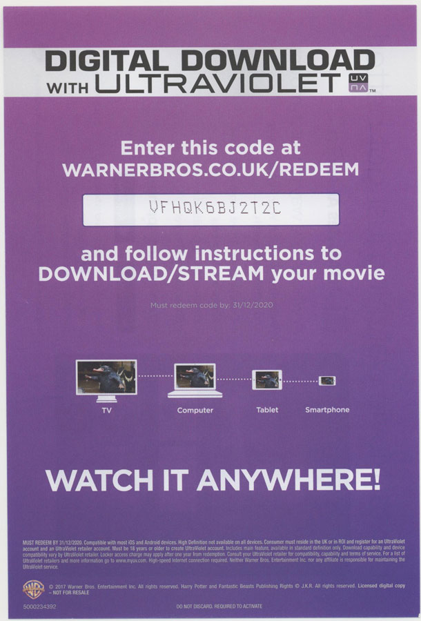 Your Free Daily Ultraviolet [UV] Codes for Movies: Movie "Fantastic ...