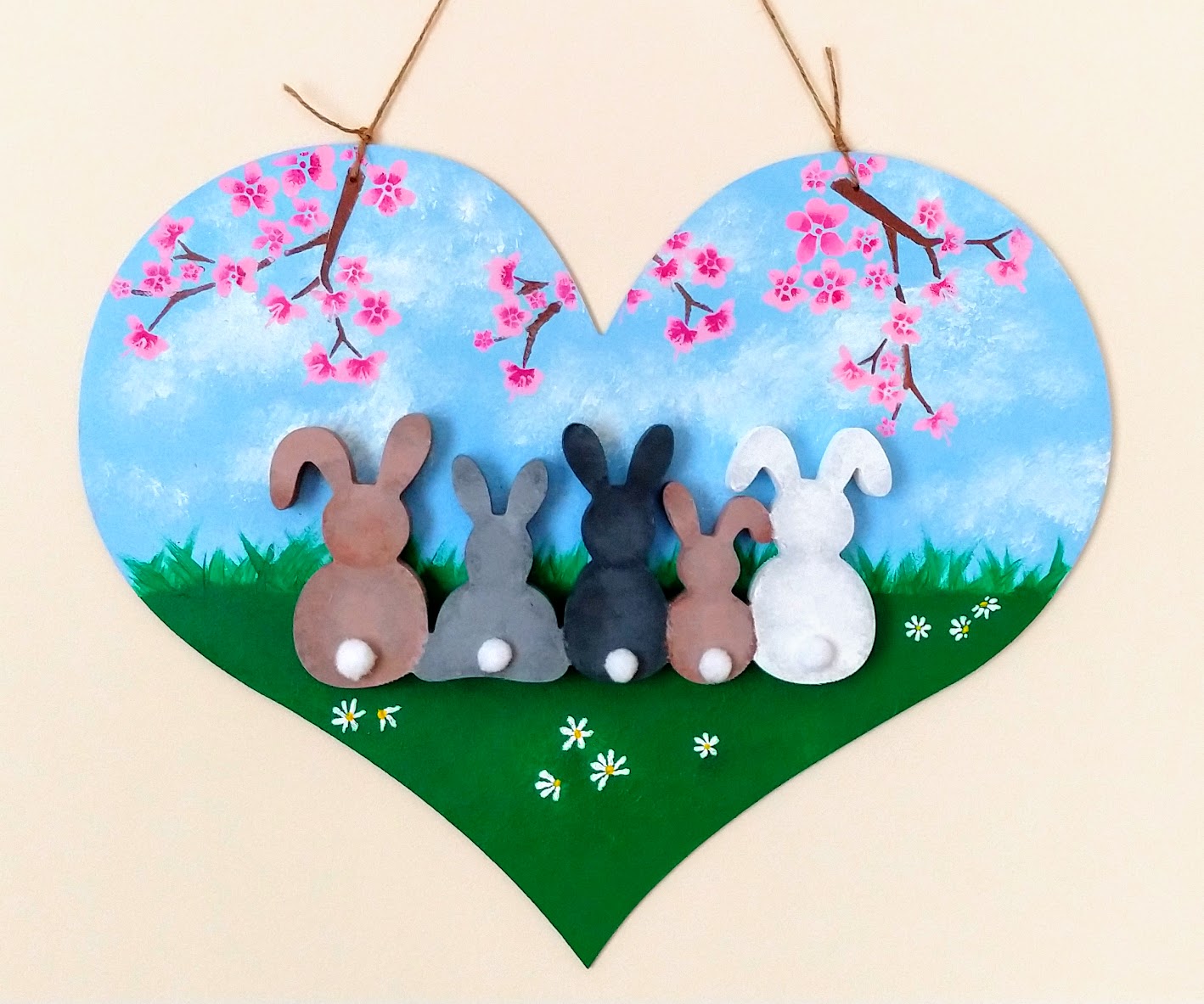 A Passion For Cards: Rabbits and Heart Wall Hanging