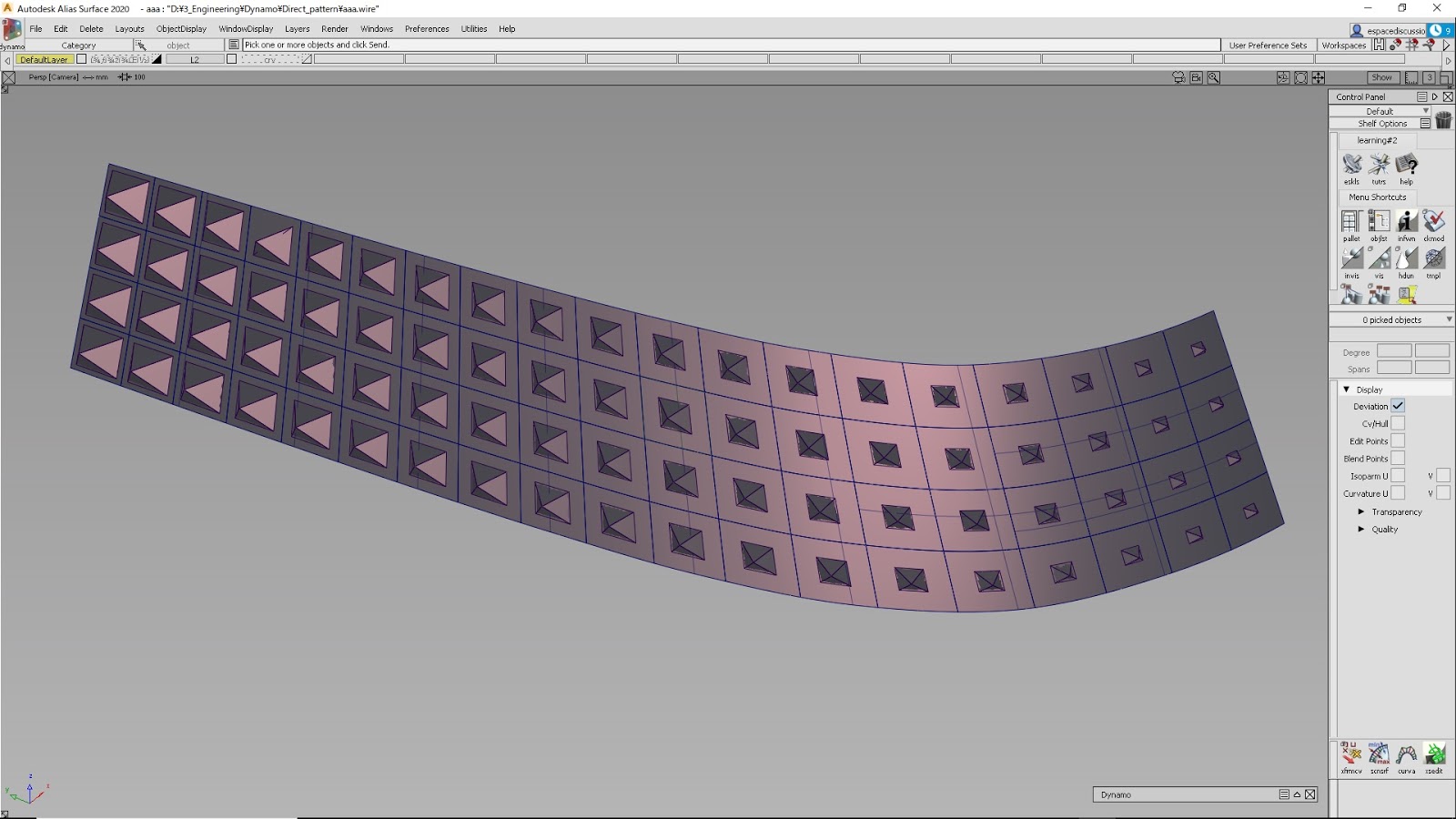 Parametric Design Labo for Automotive Design: 【Alias + Dynamo】SurfaceのUVを使ったグラデーションパターンを作ってみた
