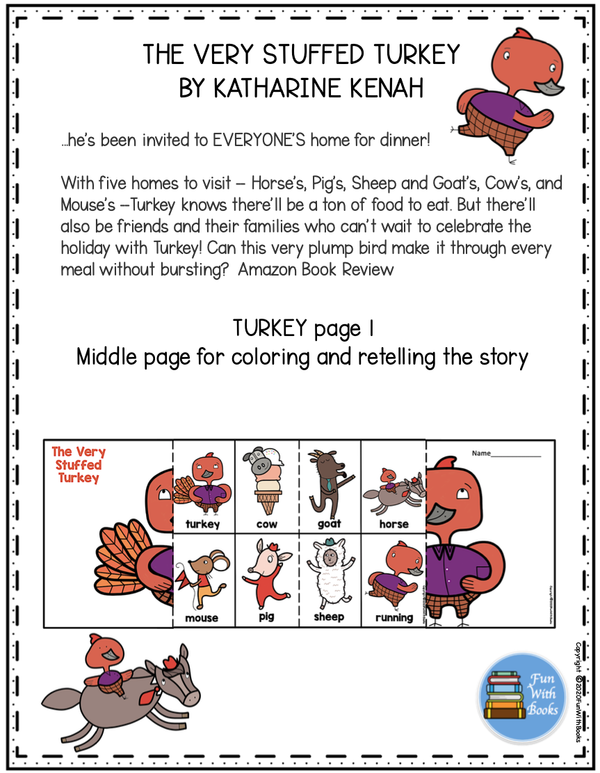 THE VERY STUFFED TURKEY BOOK CRAFT ~ Book Units by Lynn
