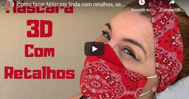 Como fazer Máscara linda com retalhos, sem precisar de molde. Face mask patchwork easy DIY ...
