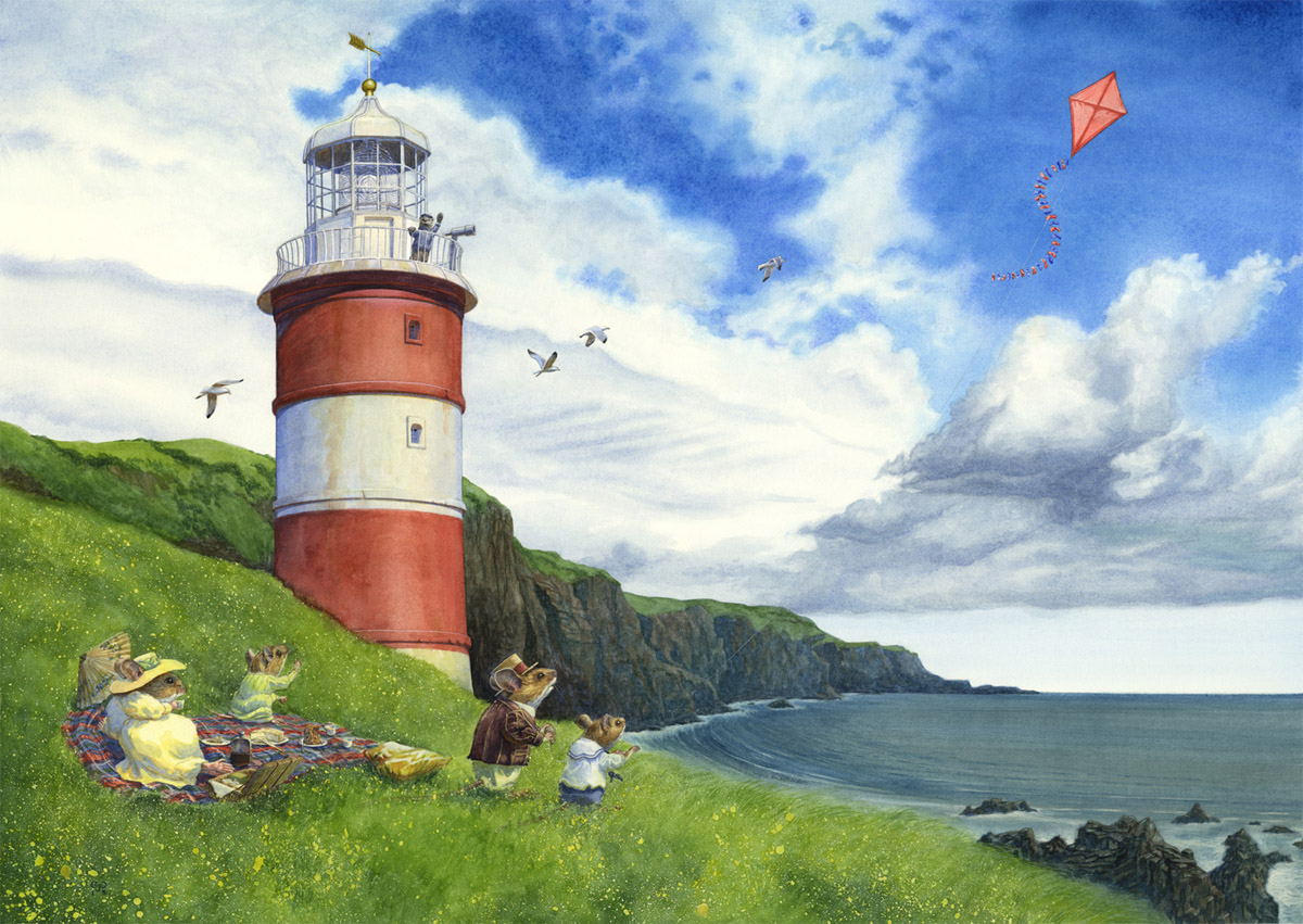 Chris Dunn Illustration/Fine Art: Picnic By The Lighthouse