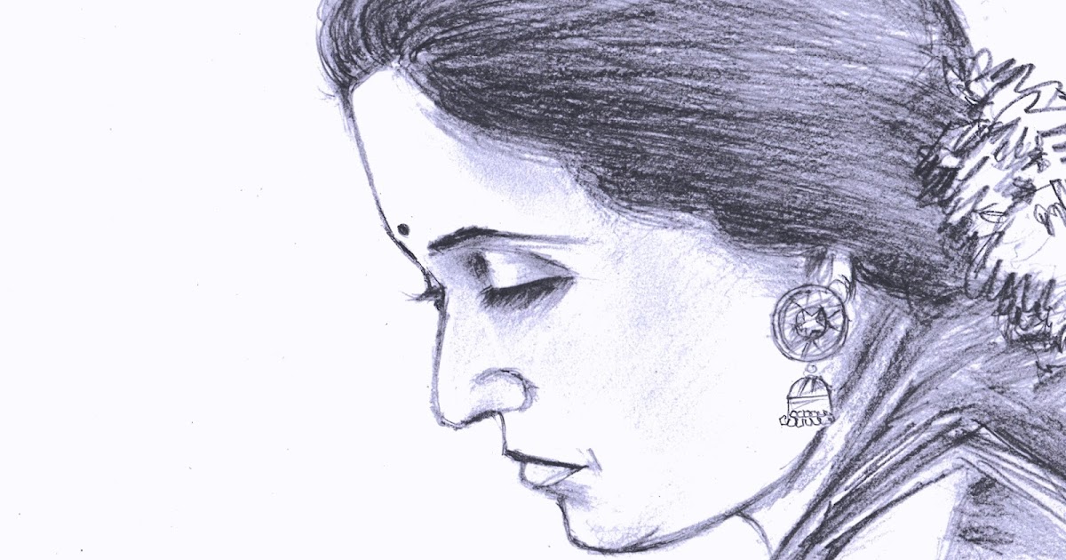 Sketches and Drawings : Pensive mood - pencil sketch