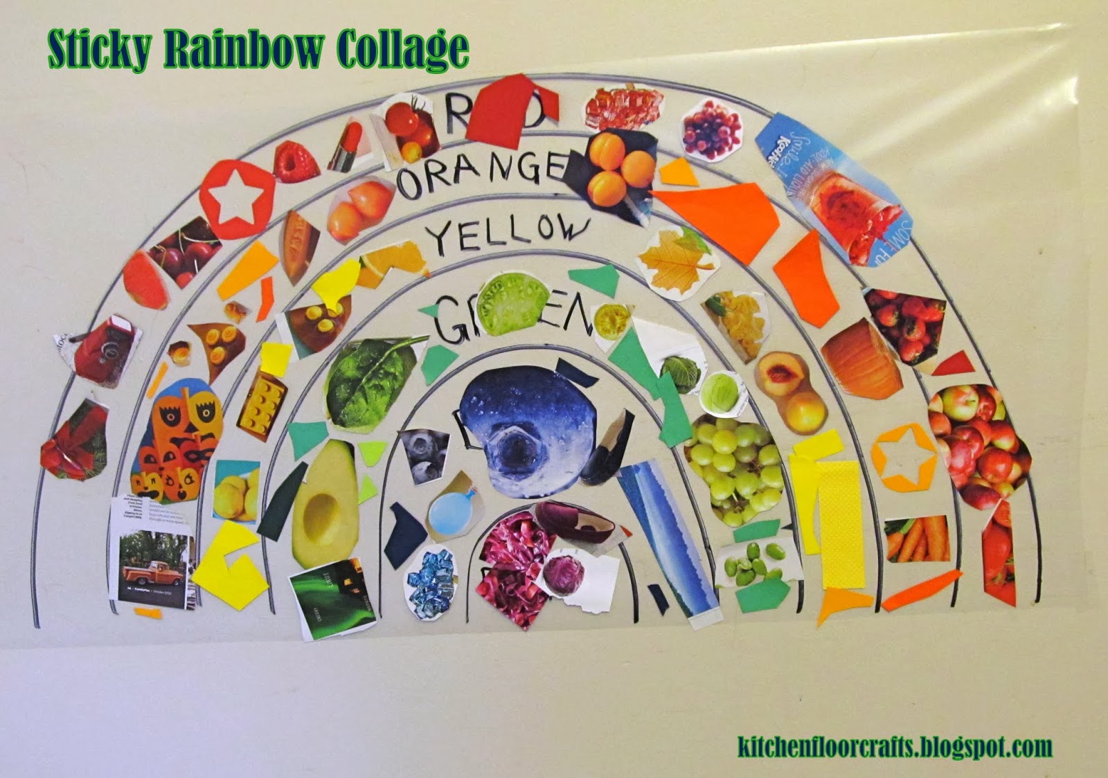 Kitchen Floor Crafts: Sticky Rainbow Collage