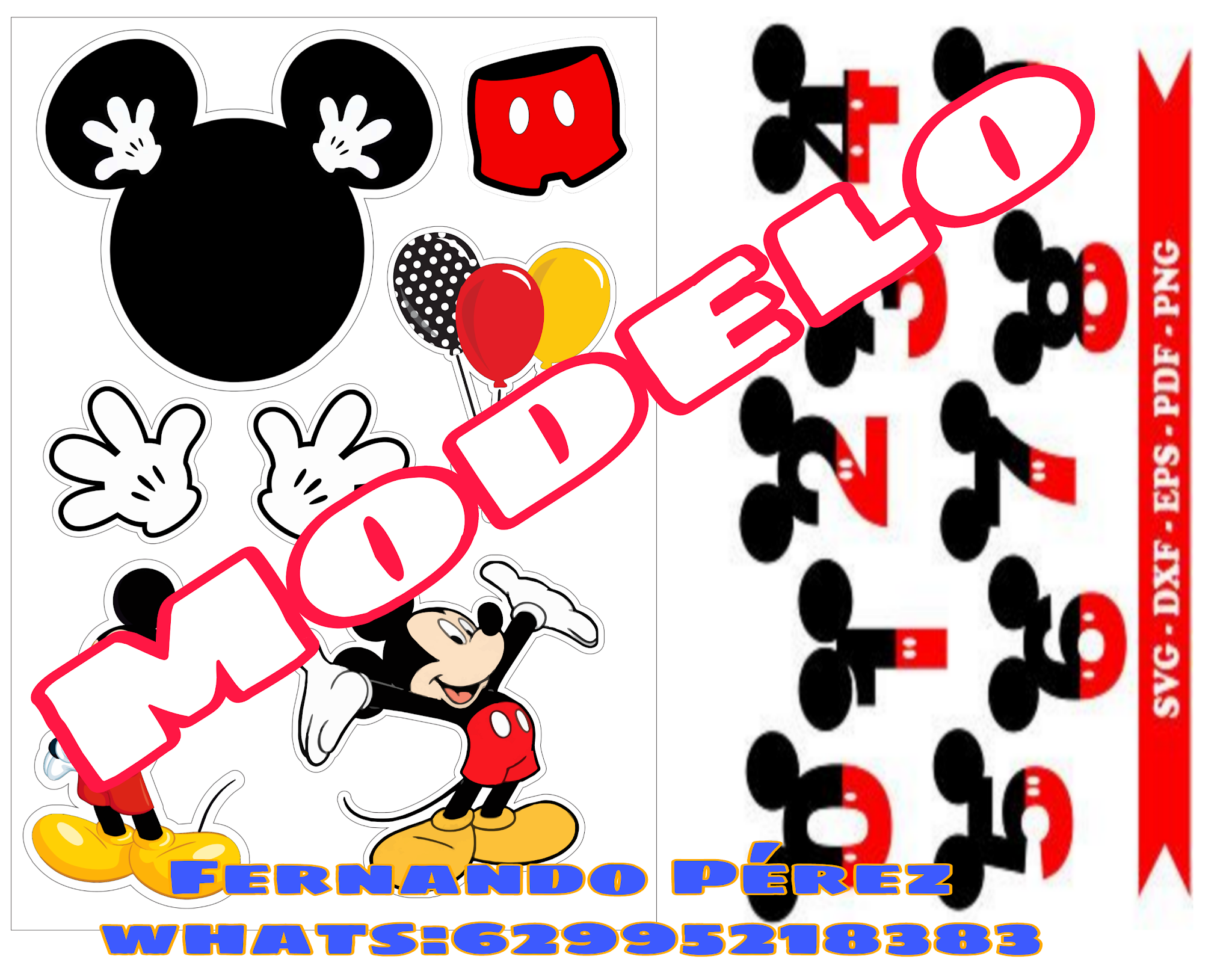 Topo de bolo tema Mickey, muneros personalizado tema Mickey