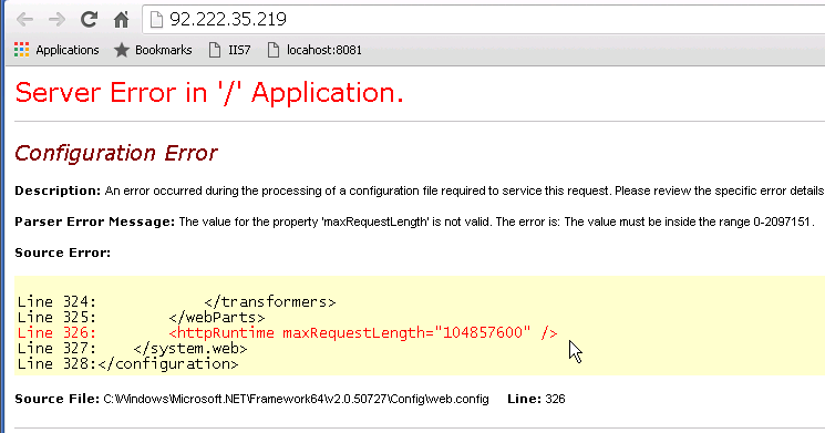 ASP.NET C#: ASP.NET Configuration Error - Server Error in '/' Application