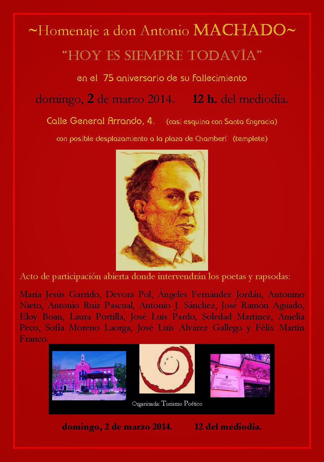Turismo Poético: Homenaje a don Antonio MACHADO (2-marzo-2014)