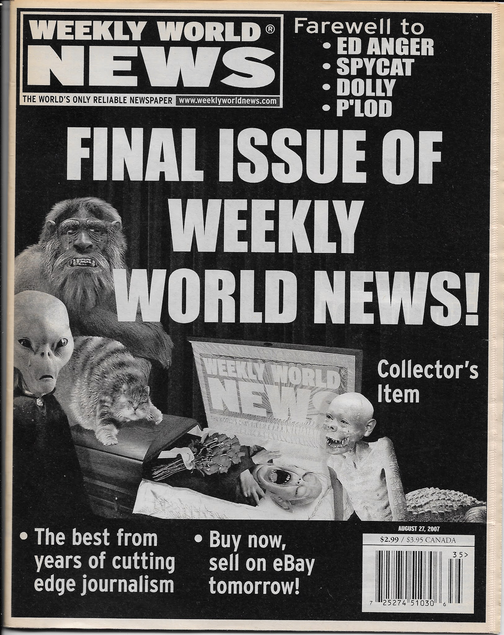 Wred Fright's Blog: The Final Print Issue Of The Weekly World News