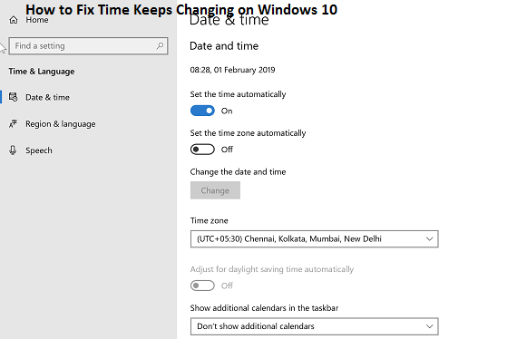 How to Fix Time Keeps Changing on Windows 10 - WriteUpCafe