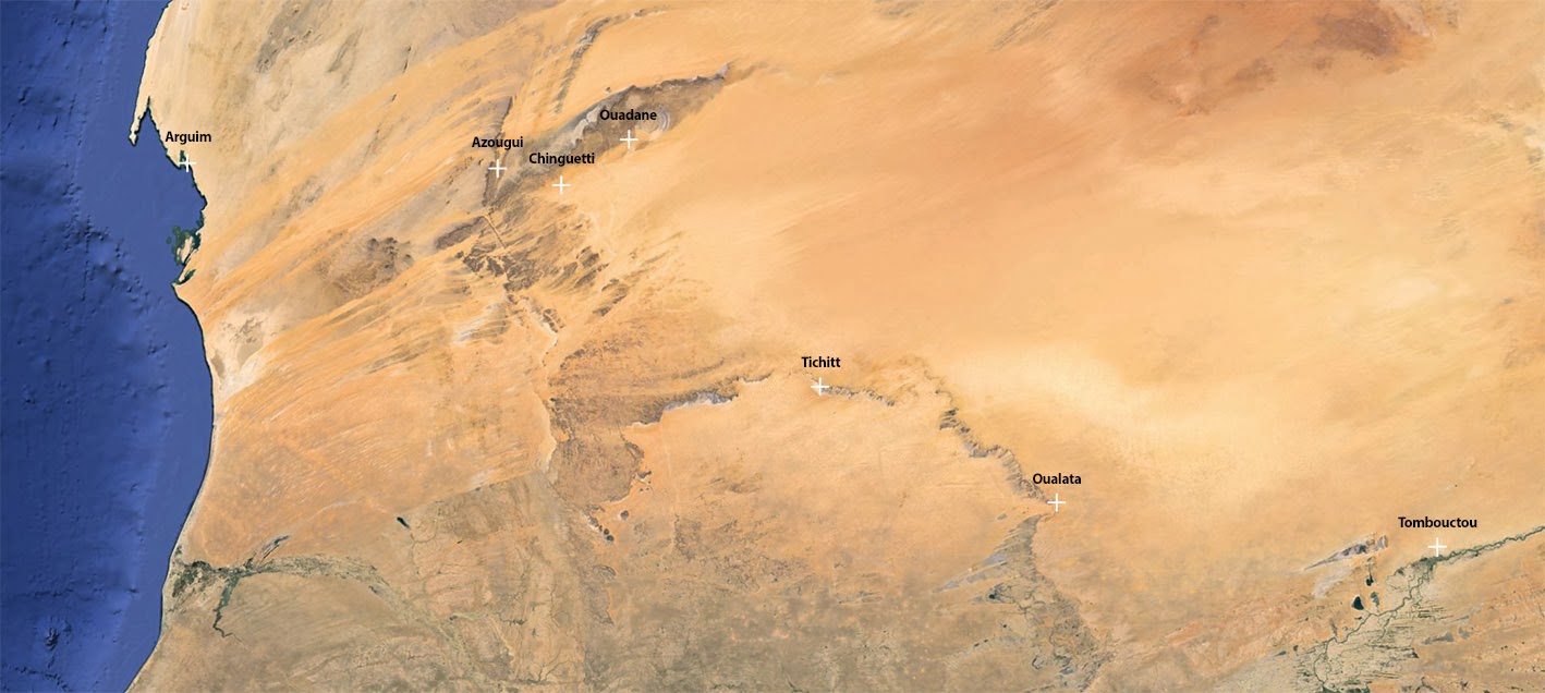 Arguim, Azougui, Chinguetti, Ouadane, Tichitt, Oualata e Toumbouctou