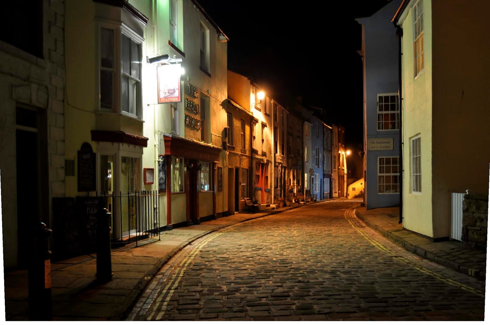 J_on_tour: Staithes by night, Yorkshire.