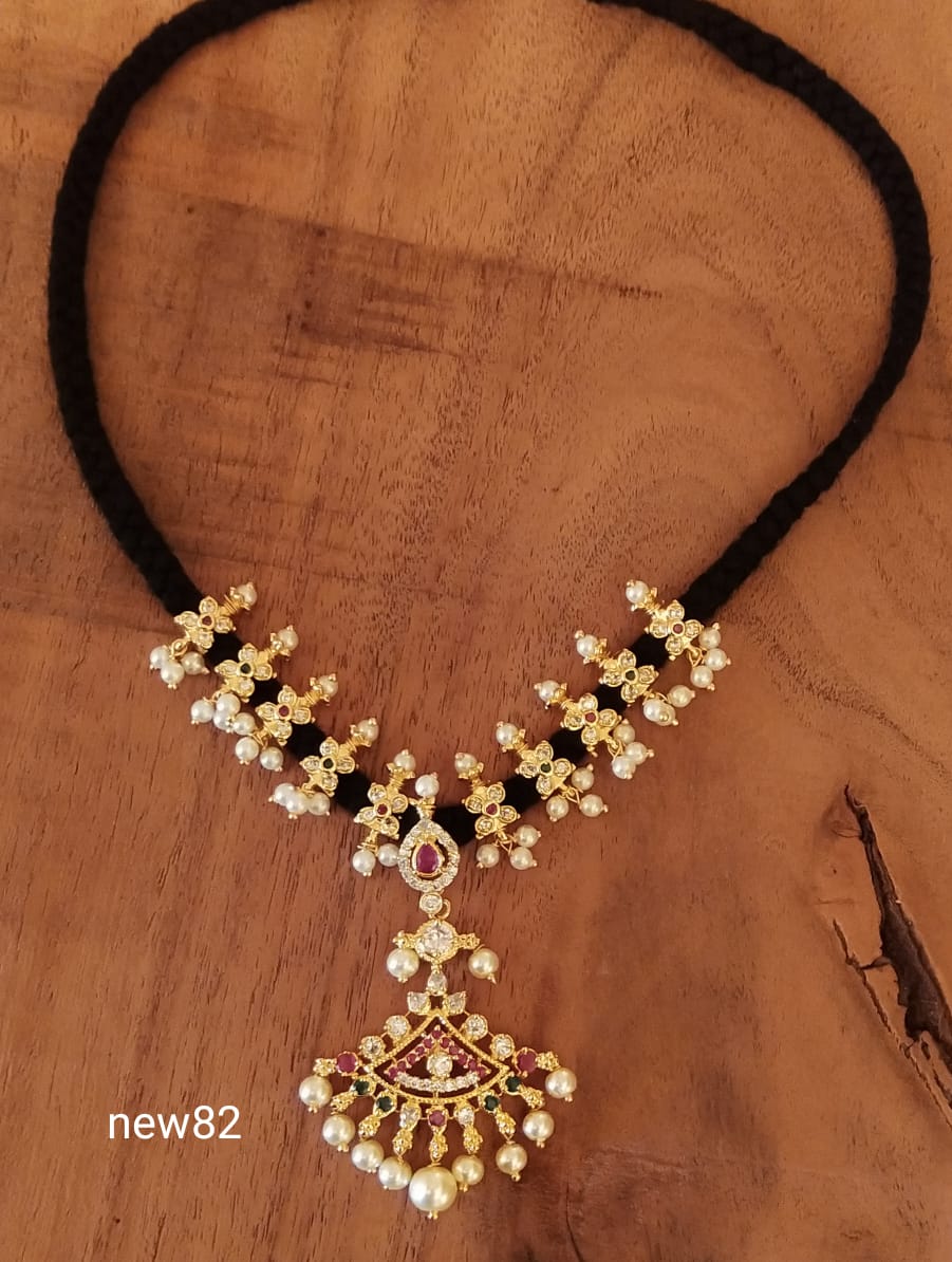 Black Thread Necklace - Indian Jewelry Designs