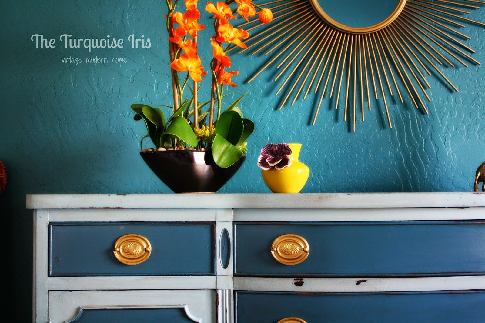 The Turquoise Iris ~ Furniture & Art: Teal, Turquoise & Gold Buffet