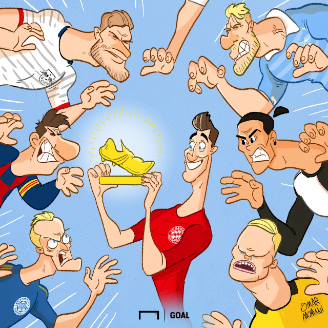 Omar Momani cartoons: Lewandowski and the Golden Shoe