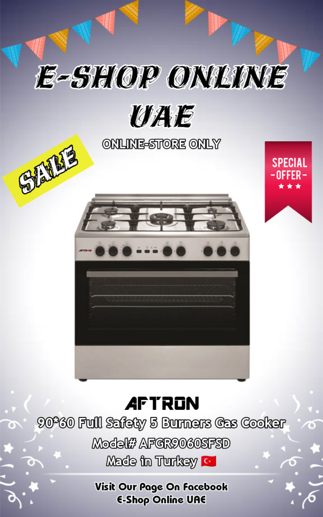 AFTRON 90*60 Full Safety 5 Burners - E Shop Online UAE