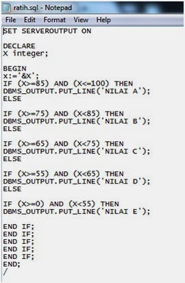 Note's: contoh program IF..THEN..ELSE di PL/SQL