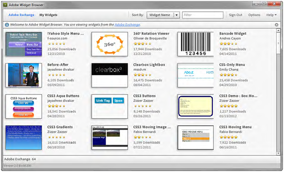 Using Adobe Dreamweaver Widget Browser