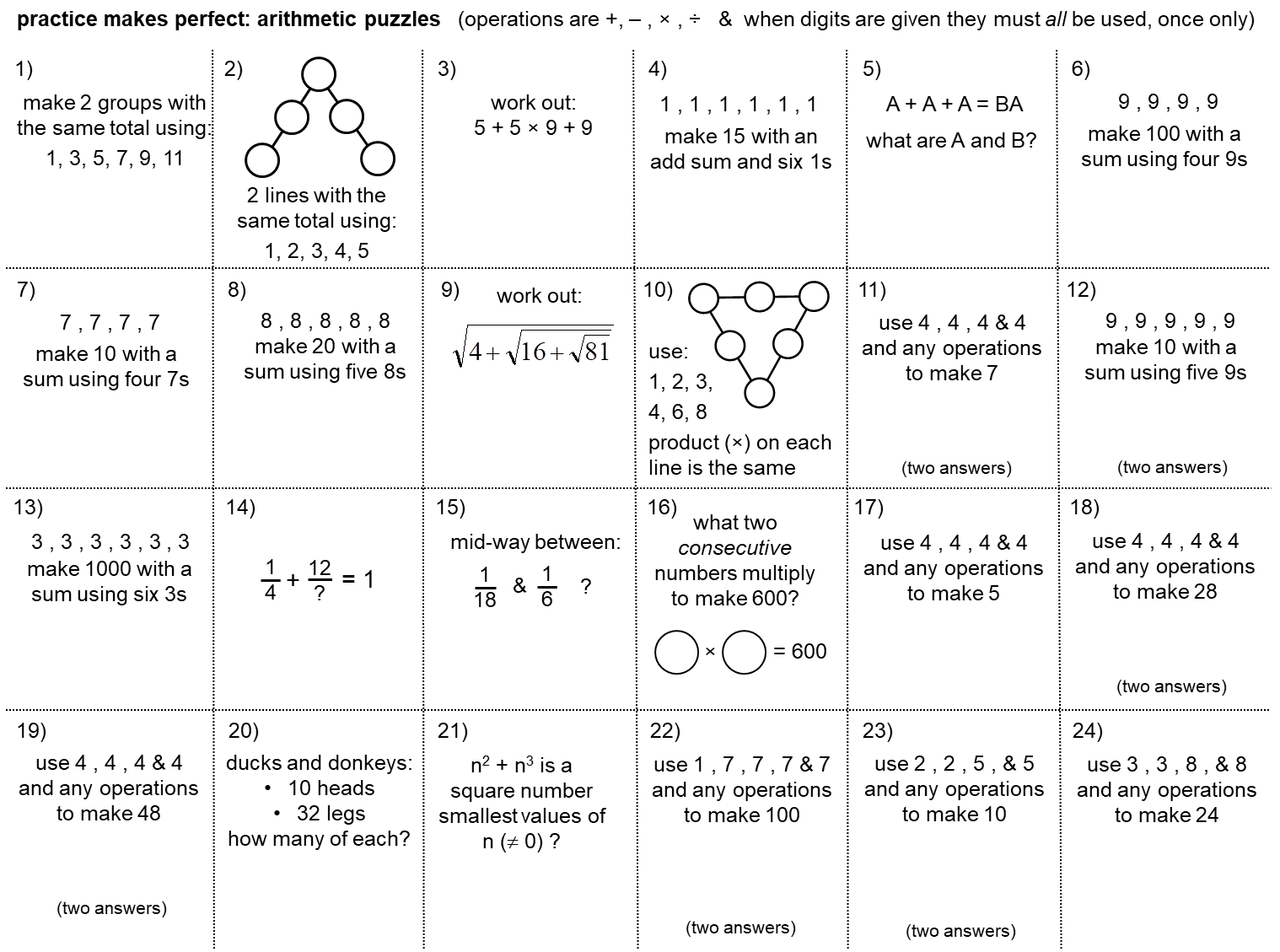 MEDIAN Don Steward mathematics teaching: arithmetic problems
