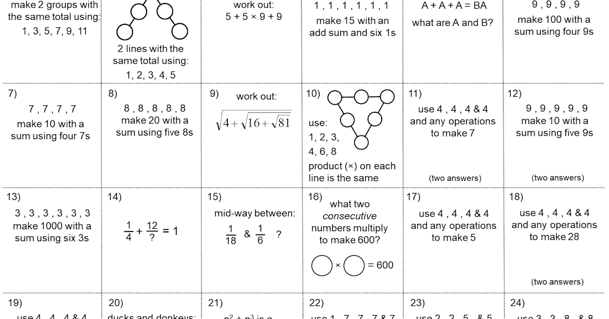 MEDIAN Don Steward mathematics teaching: arithmetic problems