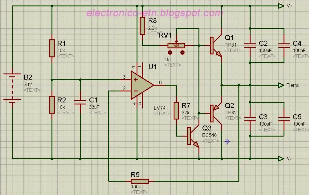 Fuente Simetrica con fuente simple | Electrónico-Etn