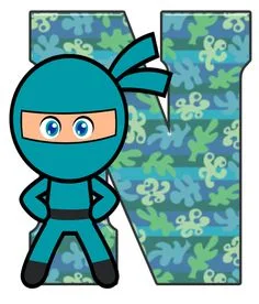 Abecedario con Ninjas en Verde, con Números. - Oh my Alfabetos!