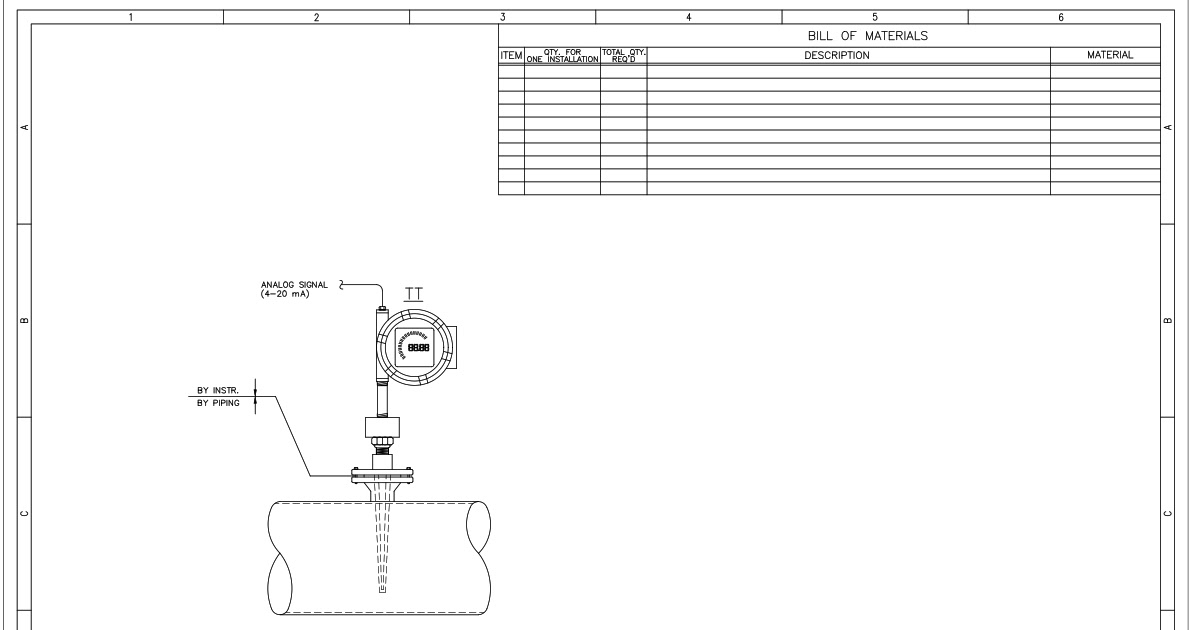 Download Hook-Up Temperature Transmitter DWG AutoCAD Free