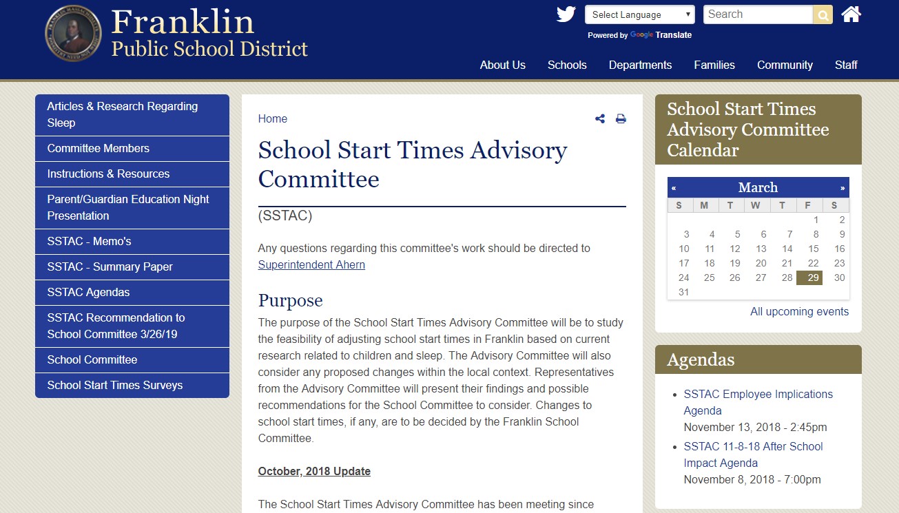 Franklin Matters: School Start Times: Frequently Asked Questions (FAQ)