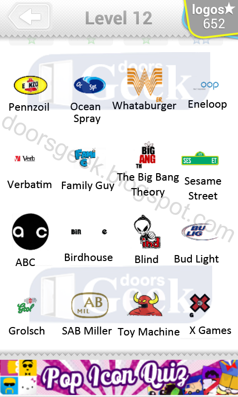 Logo Quiz Level 12 Answers by bubble quiz games Answers ~ Doors Geek