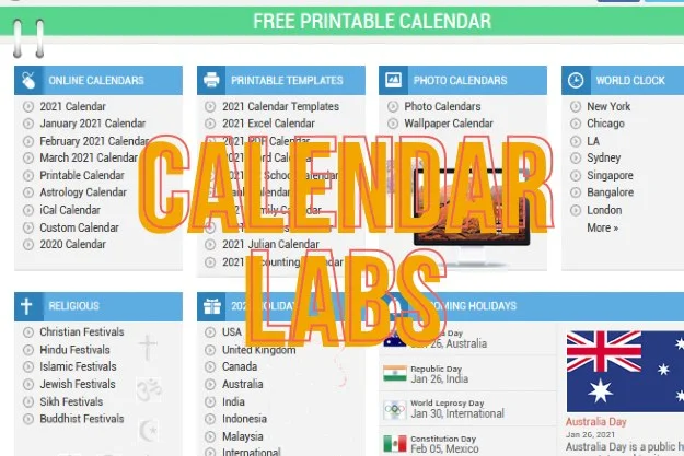 CalendardLabs - Δεκάδες εκτυπώσιμα ημερολόγια εντελώς δωρεάν