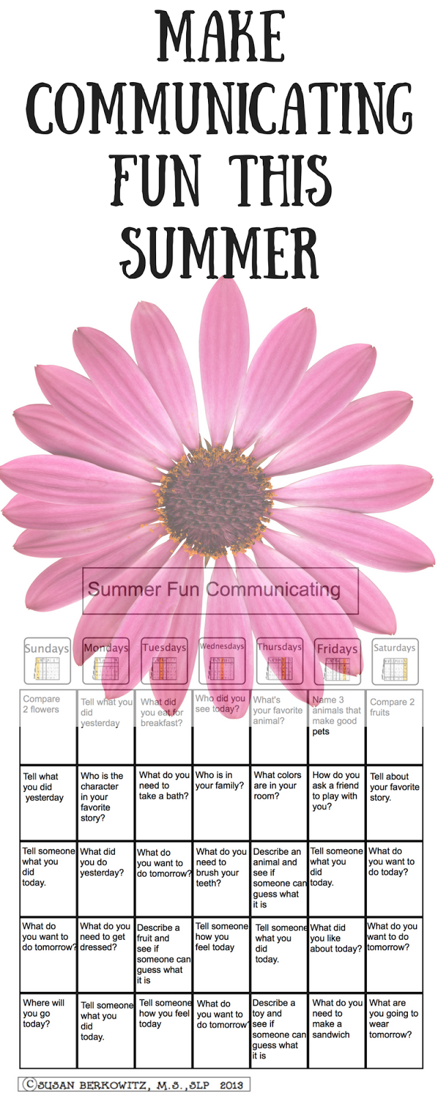 Susan Berkowitz’s Free Summer Communicating Fun - Classroom Freebies
