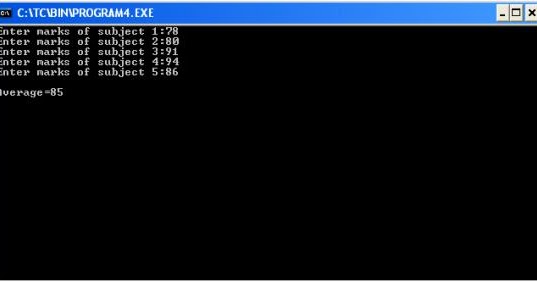 C program that accepts marks in 5 subjects and outputs average marks ~ The Crazy Programmer