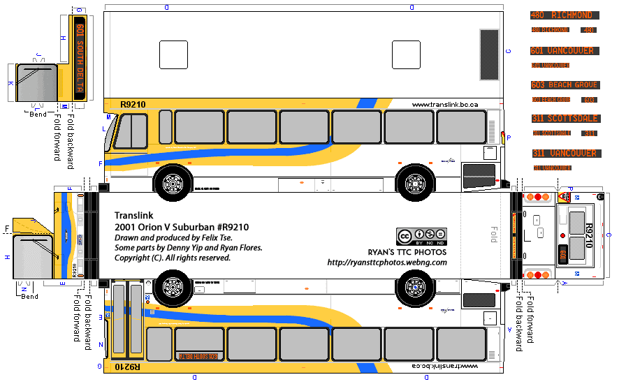 SP. Papel Modelismo: PaperBus 2001 Orion V Suburban - TransLink