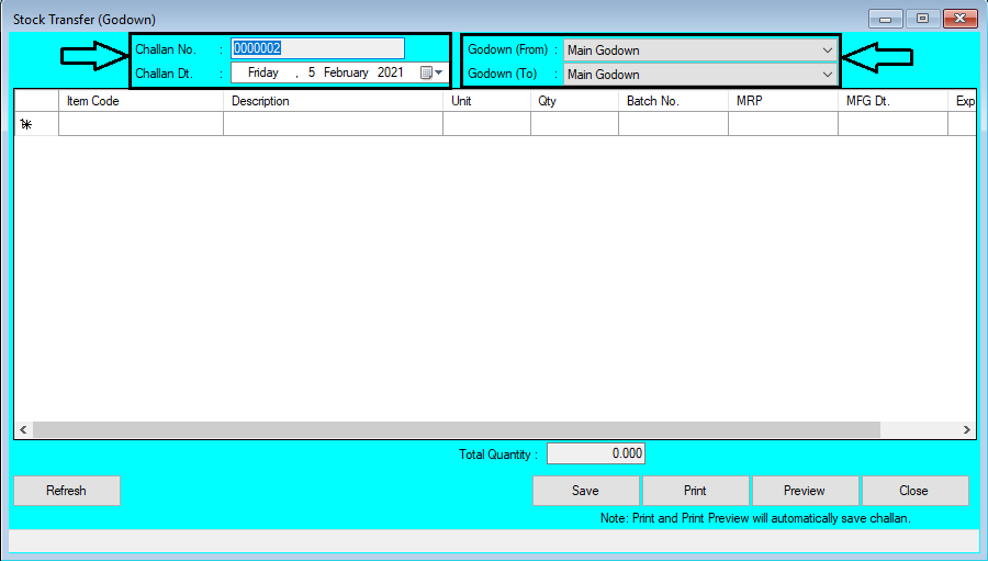 Stock Transfer (Godown) Help Guide