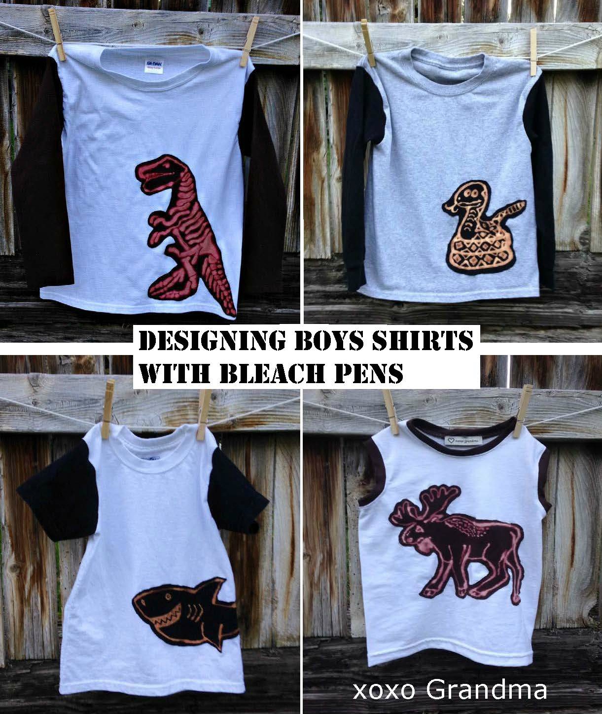 xoxo Grandma: Designing Boys Shirts With Bleach Pens - FREE Patterns ...