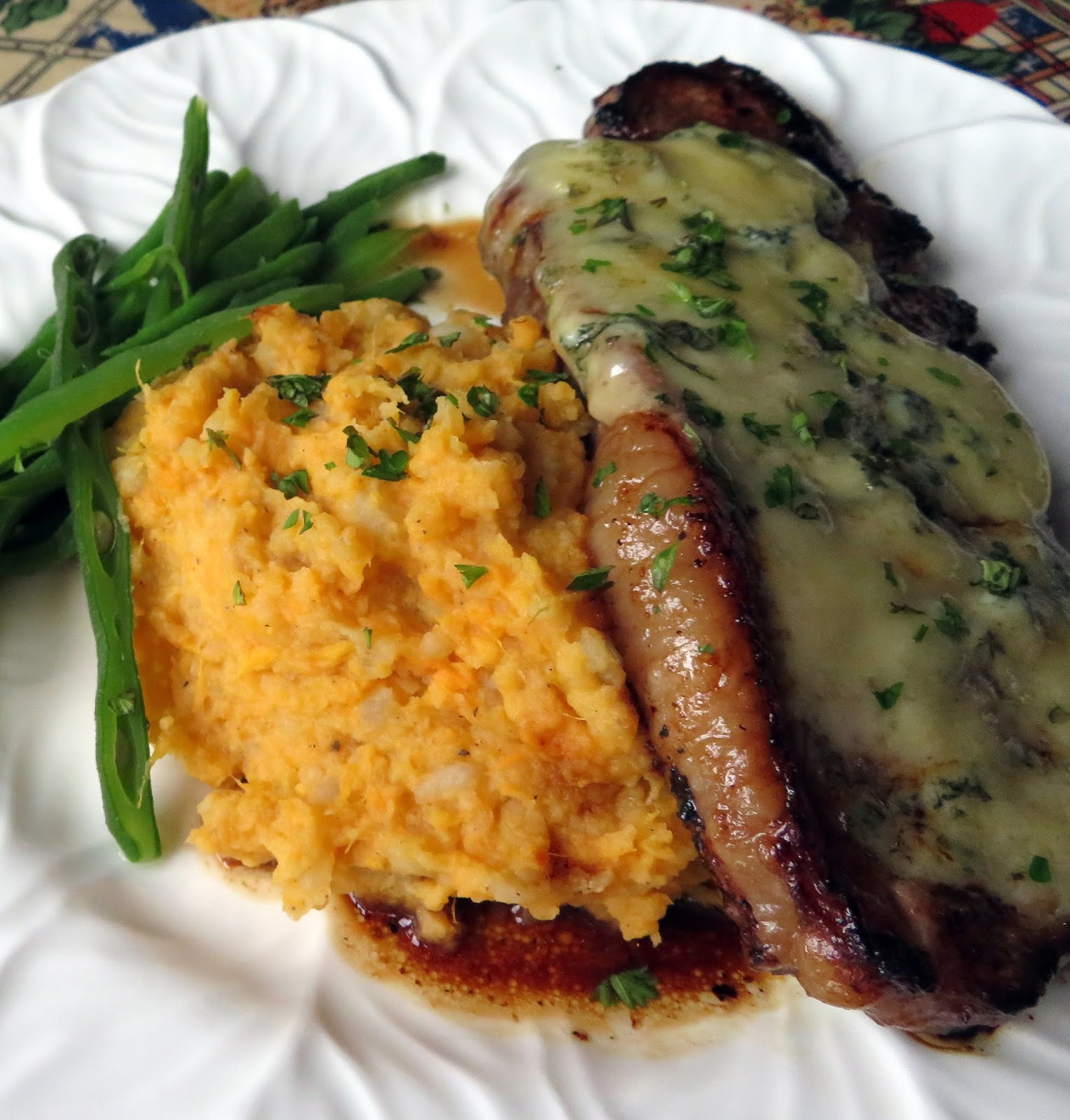 Stilton Steaks with Sweet Potato & Garlic Mash | The English Kitchen