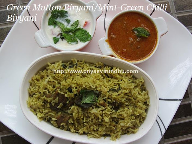 Priya's Virundhu: Green Mutton Biryani Recipe/ Green Chilli-Mint ...
