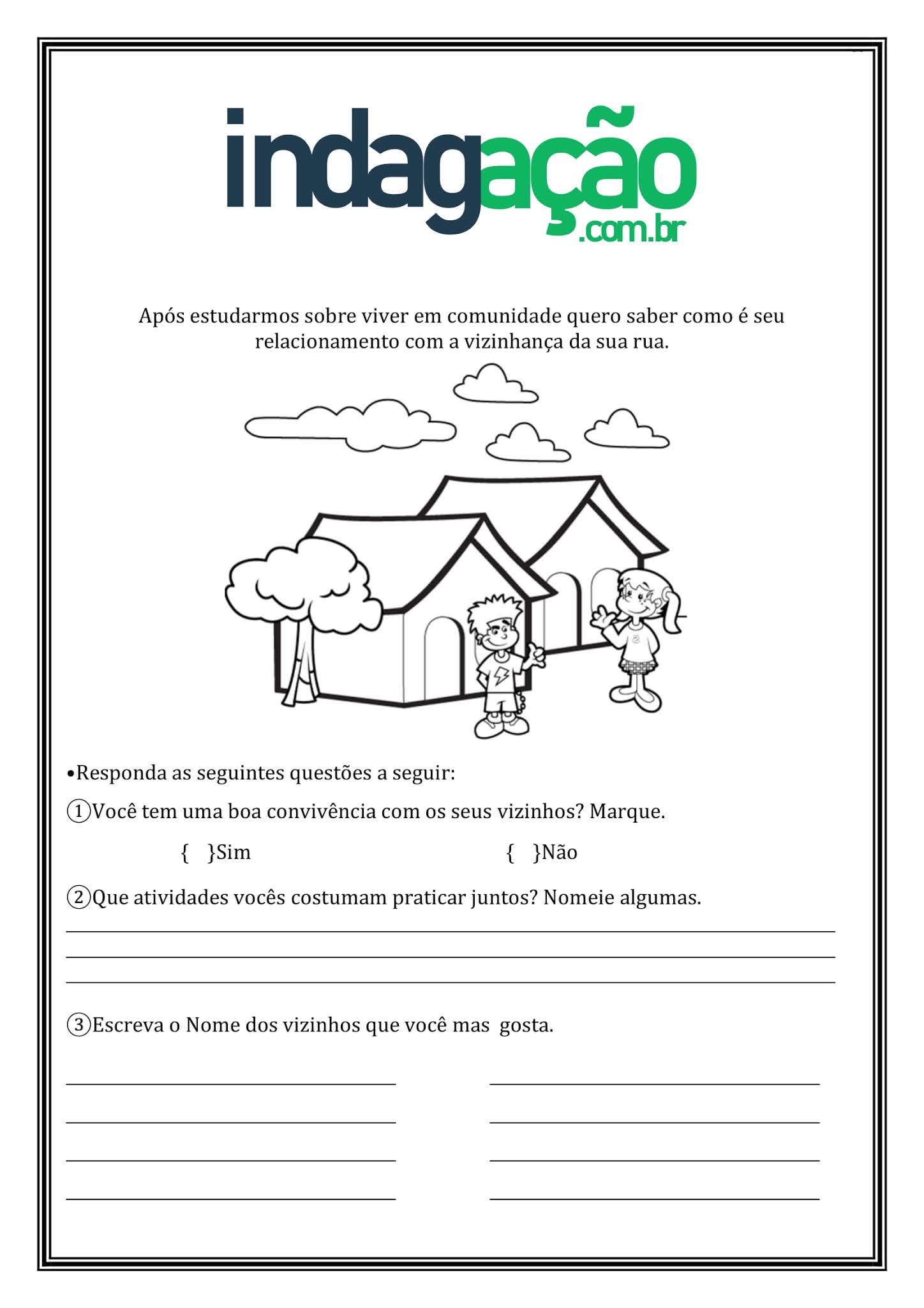 Atividade 2º Ano Como Viver Em Comunidade IndagaÇÃo