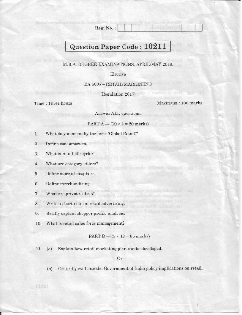 Marketing Management Question Paper Calicut University - iiphoneii