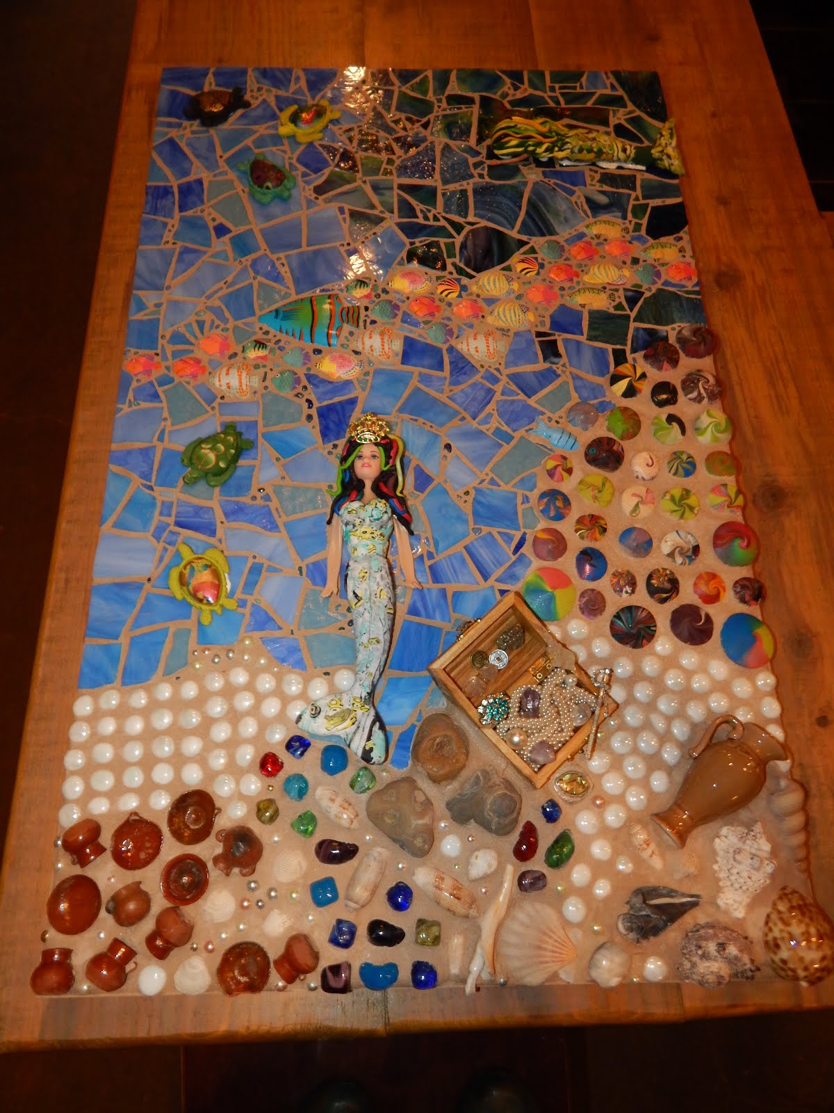 Broken Bit Mosaics: Underwater Mermaid/Fish and Turtle Mosaic