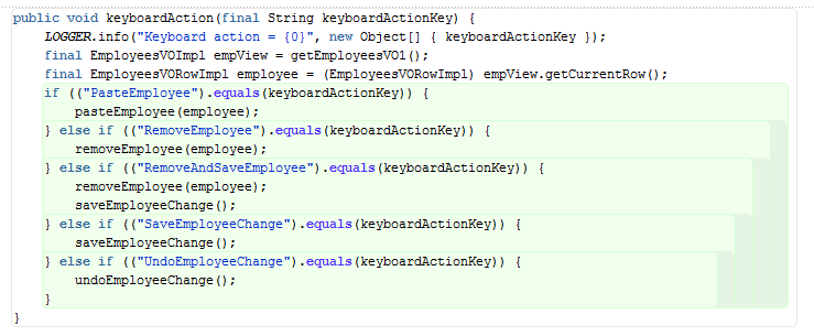 Keyboard shortcuts on ADF table
