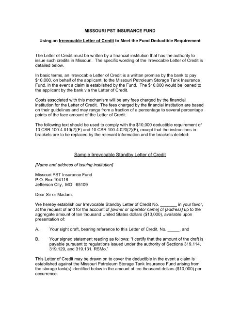 Irrevocable Standby Letter Of Credit Template ~ Resume Letter