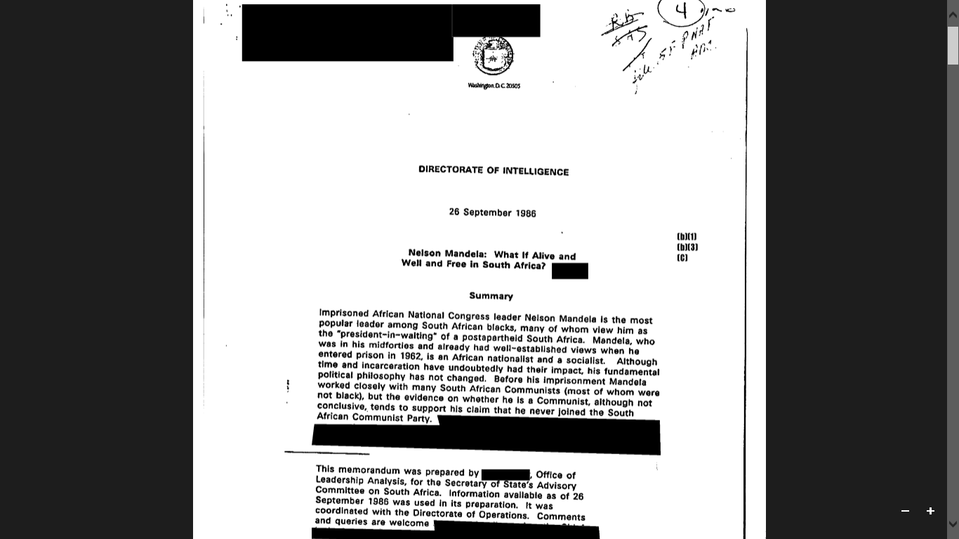 Welcome to the W.A.R. Room: De-classified CIA documents reveal Mandela ...
