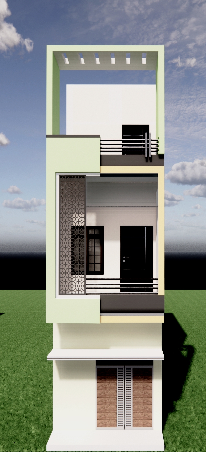 ELEVATION NO. 1 - ELEVATION OF A BUILDING WITH WIDTH 10 FEET