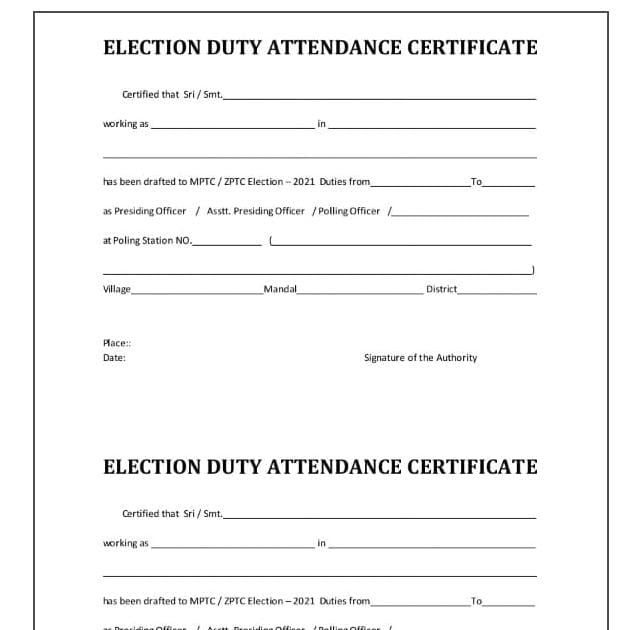 ELECTION DUTY ATTENDANCE CERTIFICATE - APEdu