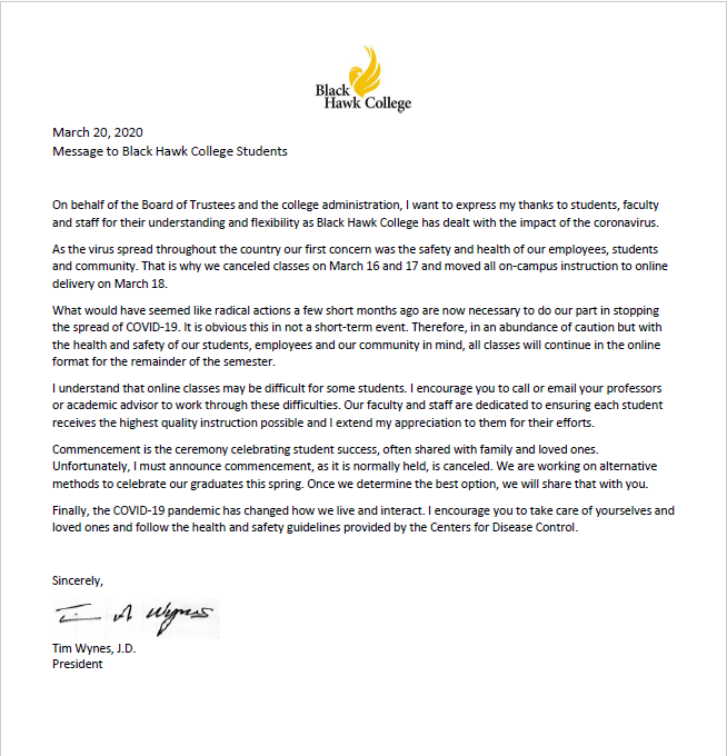 Teacher Kathy's Blog for ELL at Black Hawk College: Letter from Black ...